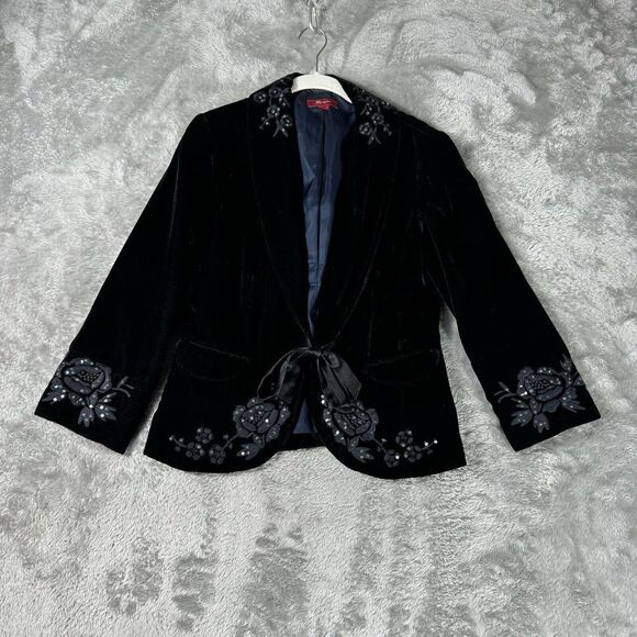 Monsoon | Jackets & Coats | Monsoon Blazer Womens 8 Uk 2 Black Velvet ...